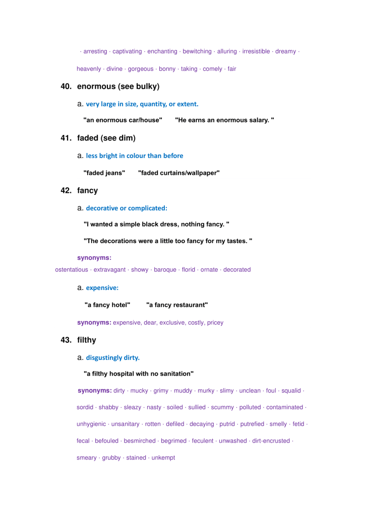 [Printable] Descriptive Words: Sight Sensory Words – Shi-Lei Wang