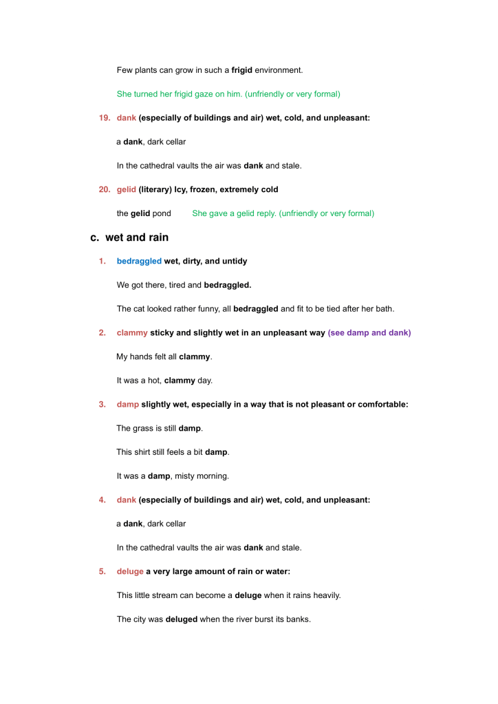 [Printable] Sensory Words to Describe Weather and Feeling: Warm, Cold ...