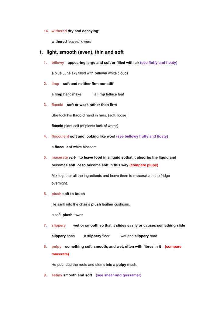 [Printable] Descriptive Words: Touch Sensory Words – Shi-Lei Wang