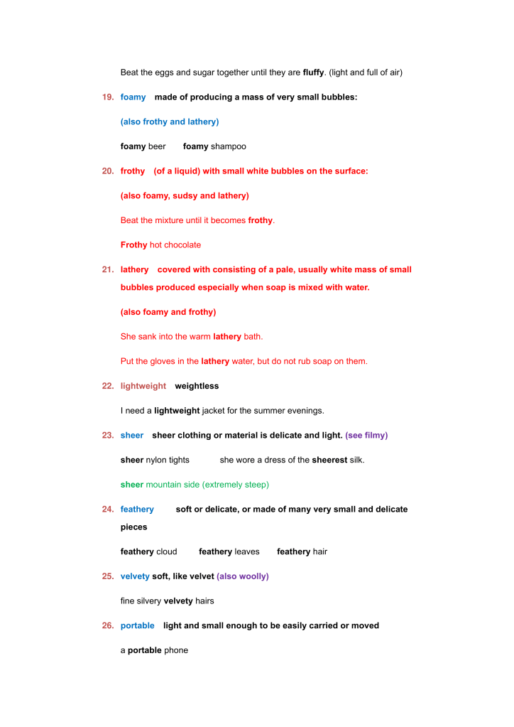 [Printable] Descriptive Words: Touch Sensory Words – Shi-Lei Wang