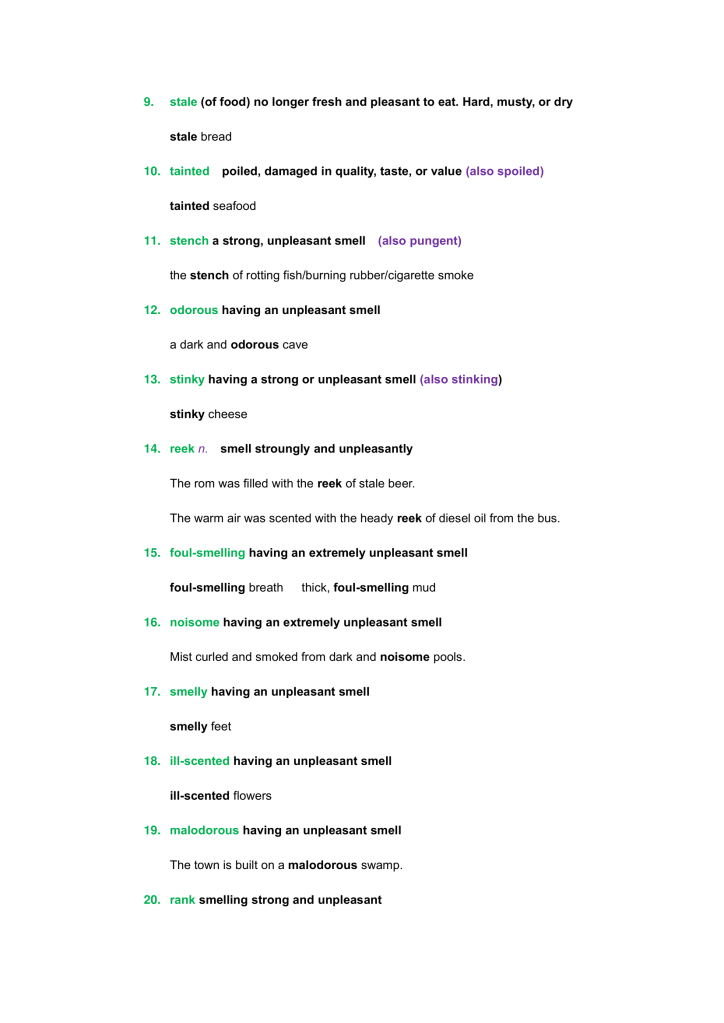 [Printable] Descriptive Words: Sensory Words about Tastes, Flavors, and ...