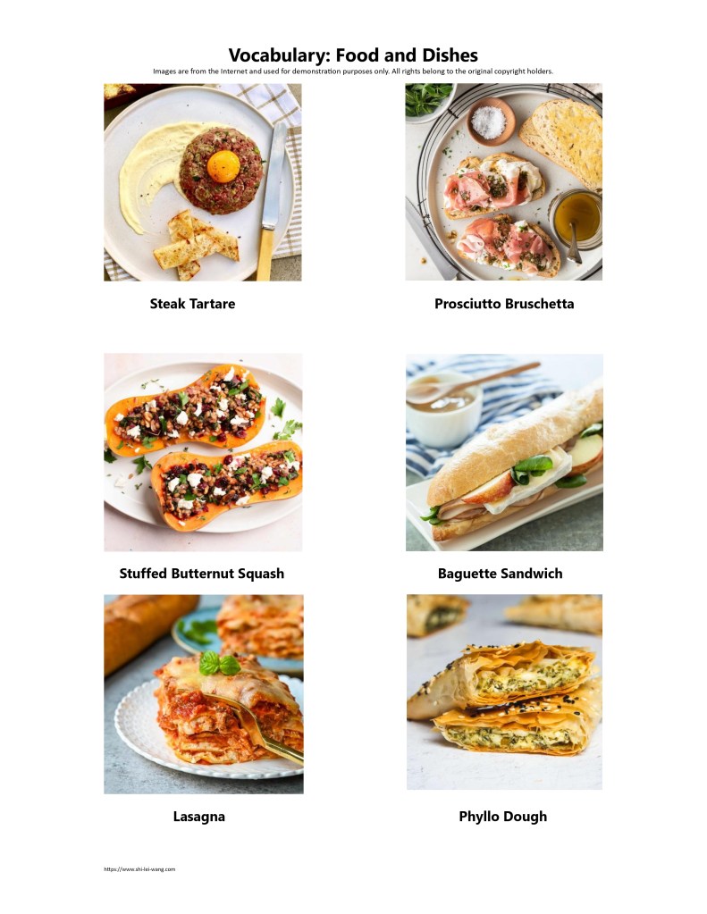 Vocabulary of Food and Dishes – Shi-Lei Wang