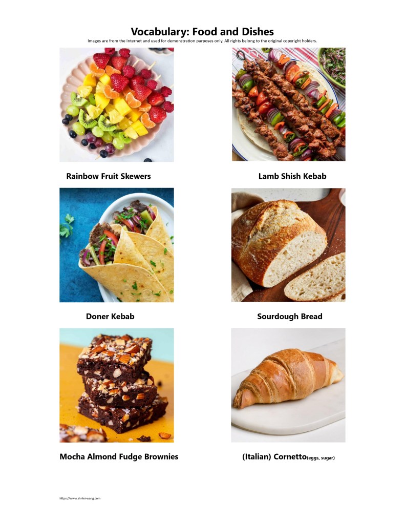 Vocabulary of Food and Dishes – Shi-Lei Wang