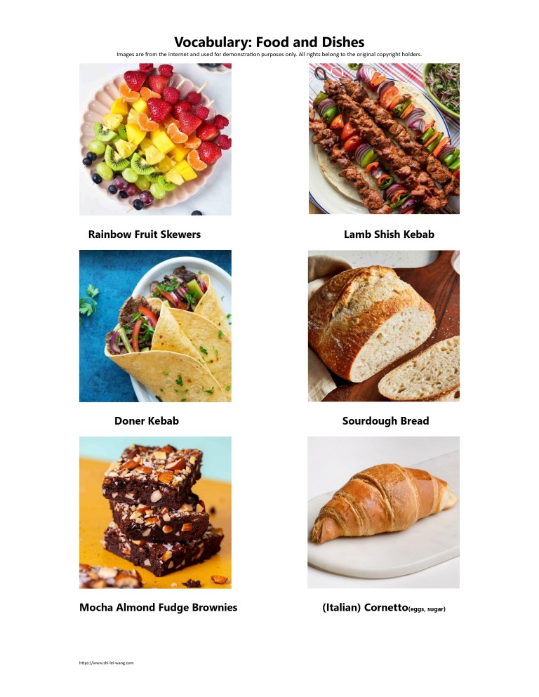 Vocabulary of Food and Dishes – Shi-Lei Wang