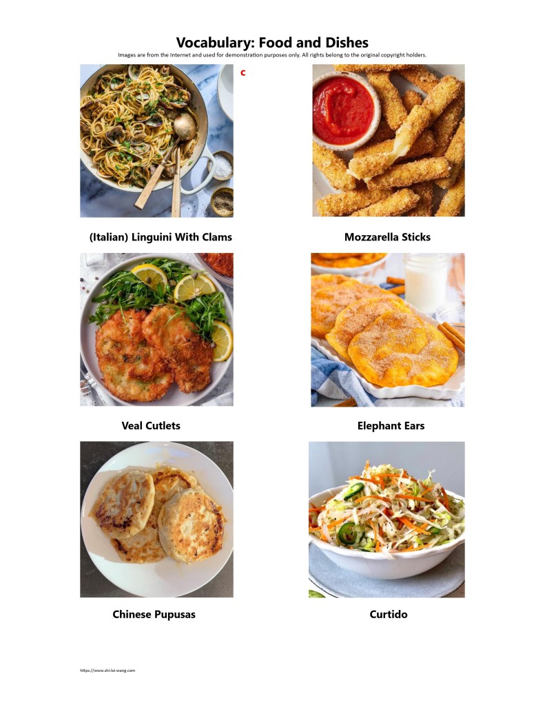 Vocabulary of Food and Dishes – Shi-Lei Wang
