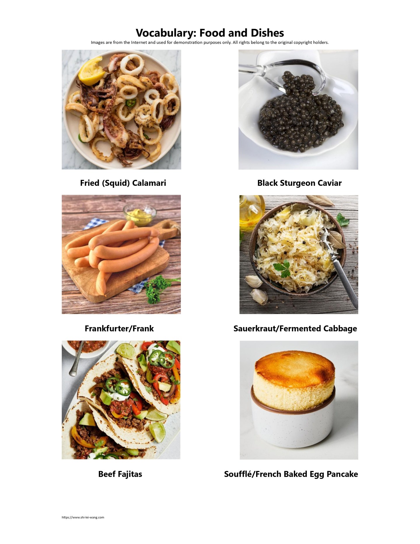Vocabulary of Food and Dishes – Shi-Lei Wang