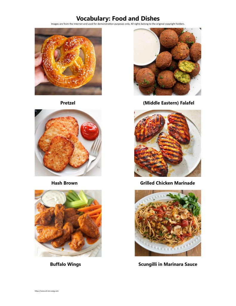Vocabulary of Food and Dishes – Shi-Lei Wang
